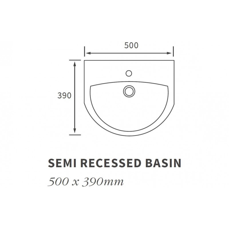 May 500x390mm 1TH Semi Recessed Basin