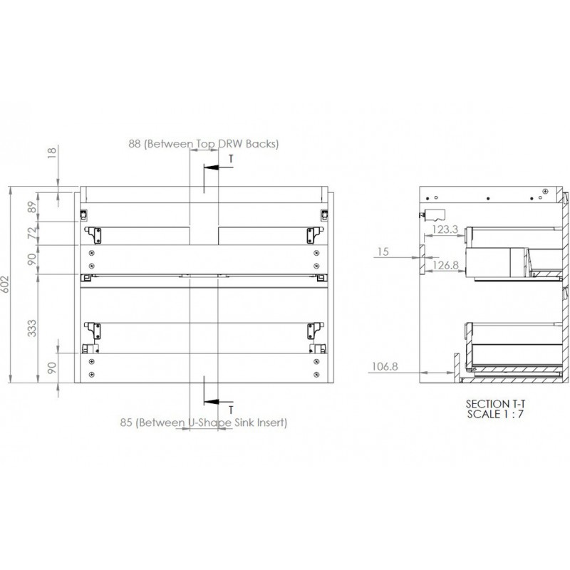 Grove 800mm 2 Drawer Wall Hung Basin Unit - Matt Grey