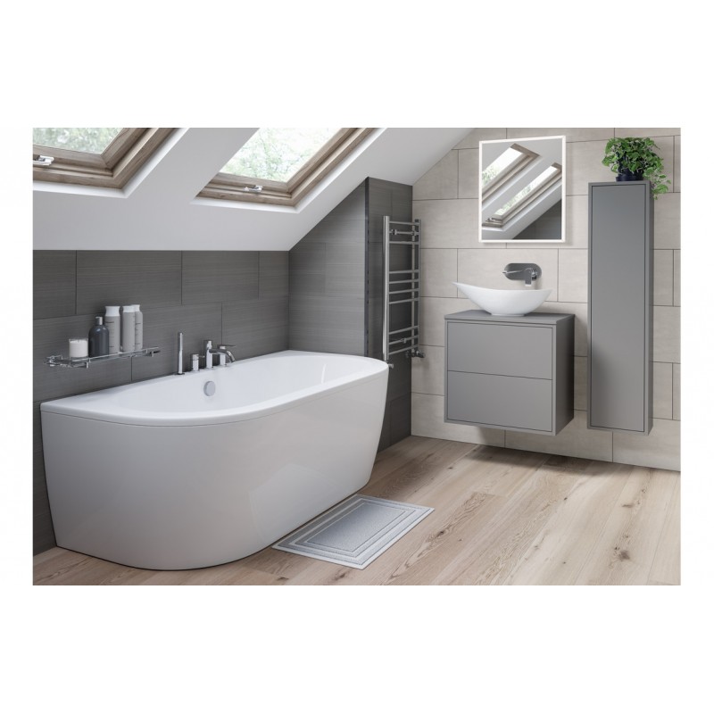 Scene 600mm 2 Drawer Wall Hung Basin Unit Inc. Basin - Matt Grey