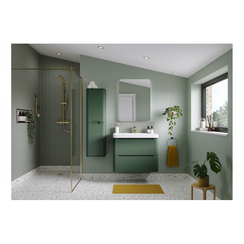 Grove 600mm 2 Door Floor Standing Basin Unit - Matt Sage Green