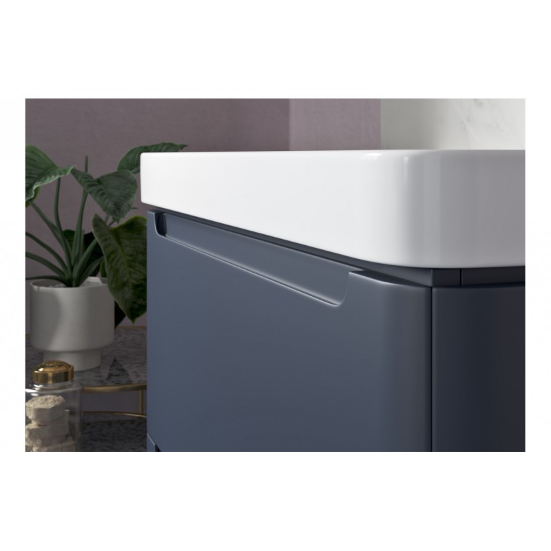 Grove 500mm 2 Drawer Wall Hung Cloakroom Basin Unit - Matt Indigo