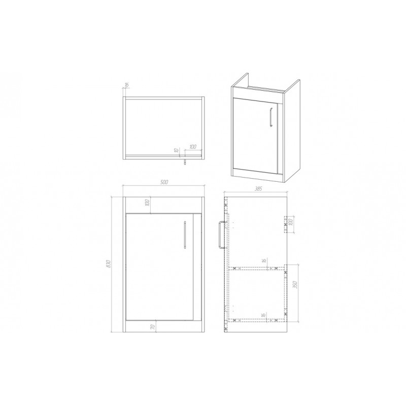 Radar 510mm Wall Hung Unit Inc. Basin - Matt Graphite Grey