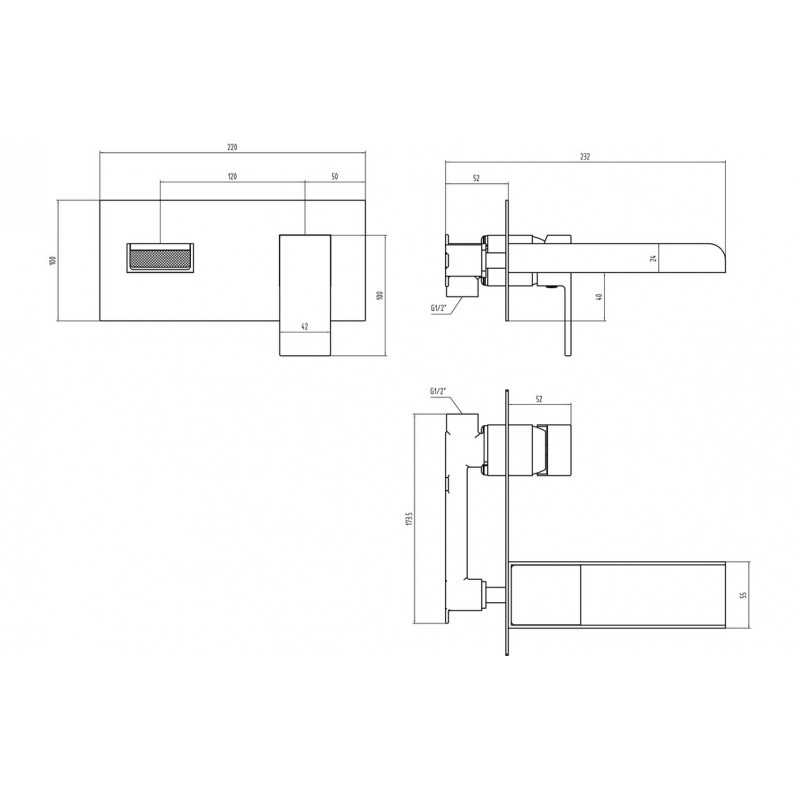 Sharp Wall Mounted Basin Mixer