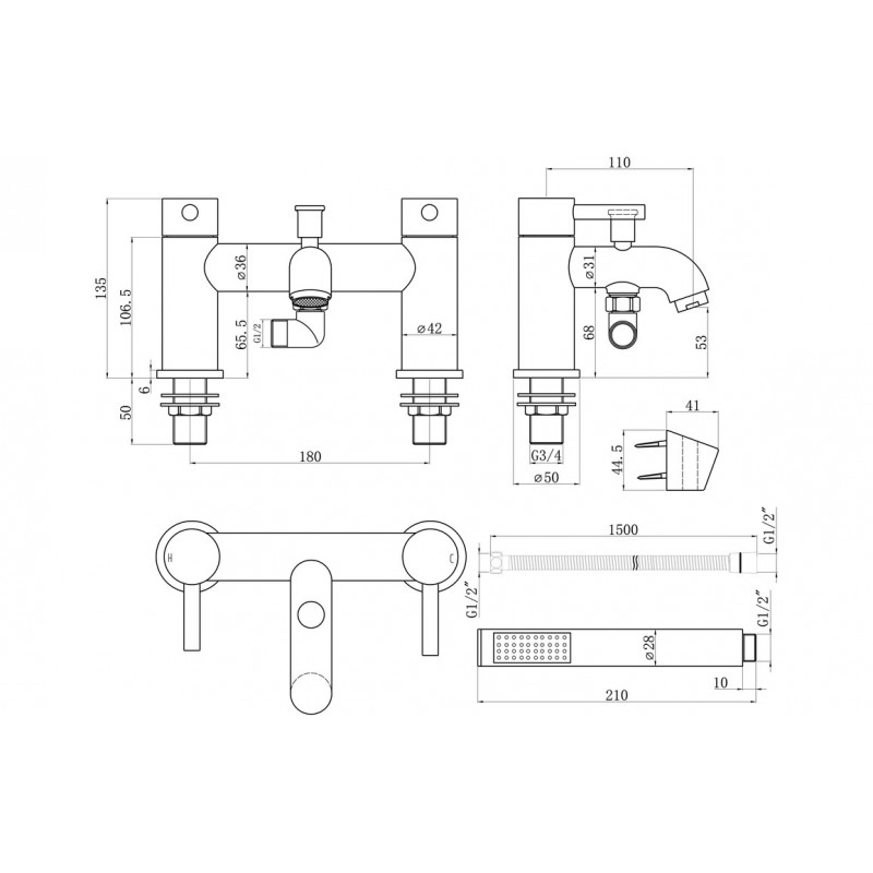 Scheme Bath/Shower Mixer w/Bracket - Chrome