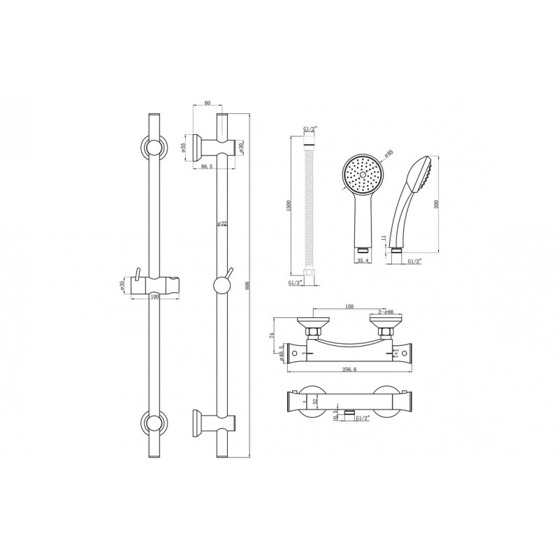 Clark Thermostatic Bar Mixer Shower
