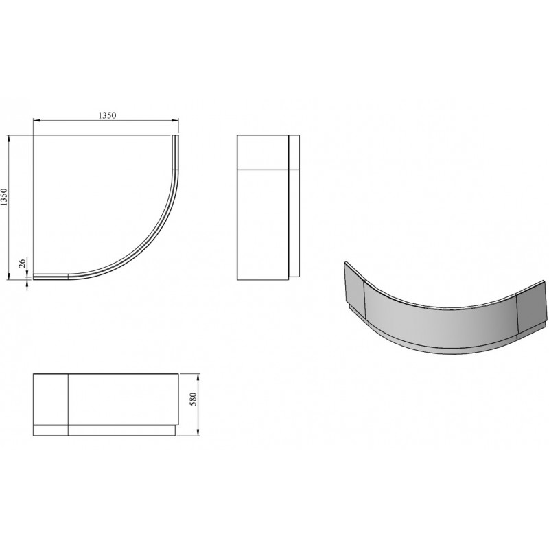 1350mm Standard Corner Bath Panel