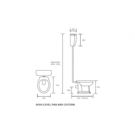 Penge High Level WC w/Brushed Brass Finish & Soft Close Seat