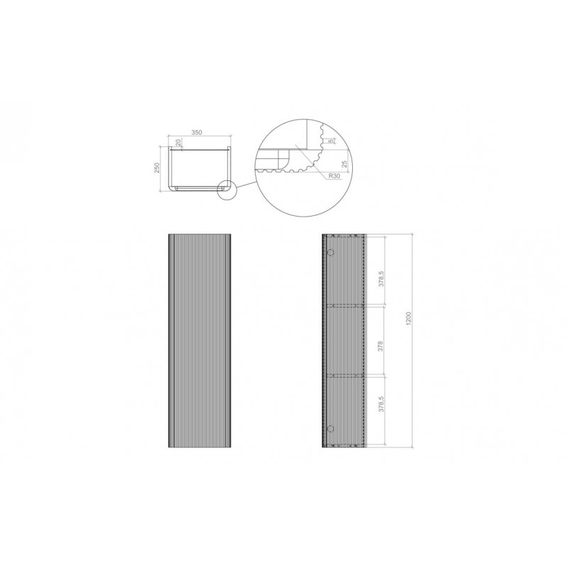 Pluto 350mm Wall Hung 1 Door Tall Unit - Black