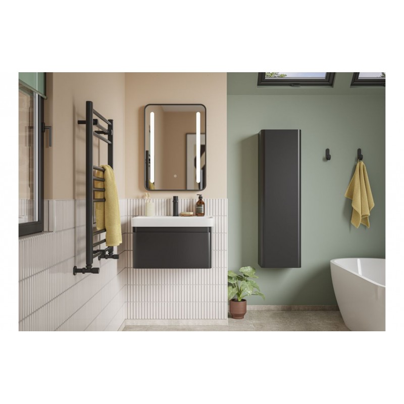 Pluto 350mm Wall Hung 1 Door Tall Unit - Black