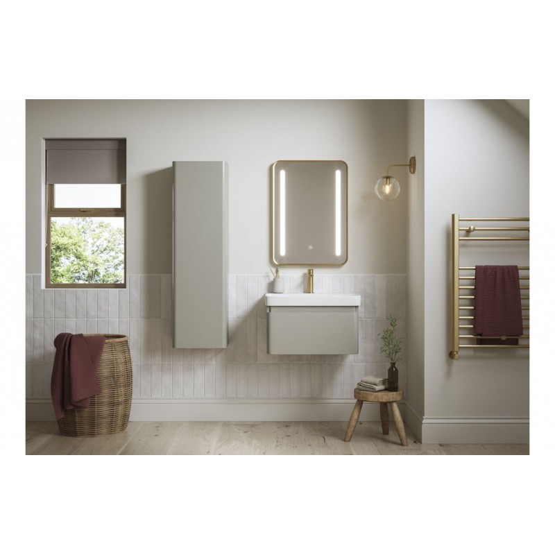 Pluto 500mm Wall Hung 1 Drawer Basin Unit & Basin - Matt Latte
