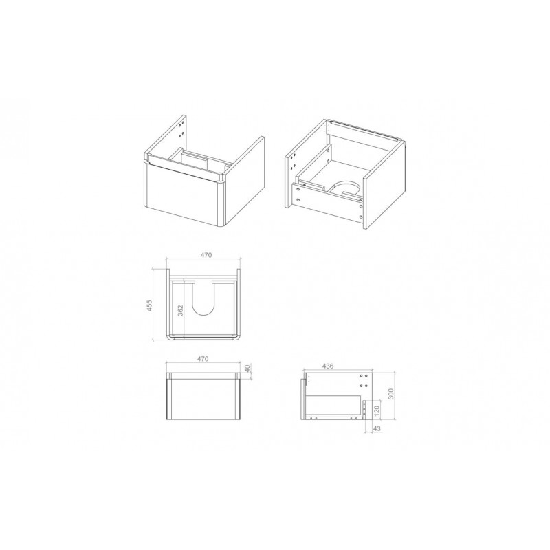Pluto 500mm Wall Hung 1 Drawer Basin Unit & Basin - Matt Latte